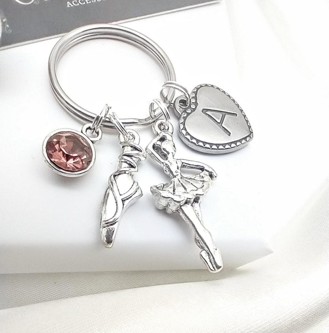 Ballerina Keyring, Ballet Keychain Gift, Personalised Gift With Initial ...