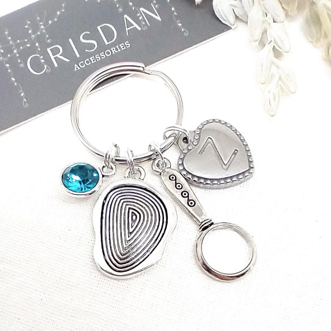 Forensics Magnifying Glass and Fingerprint Keyring Gift, Criminology Keychain, Personalised Law ...