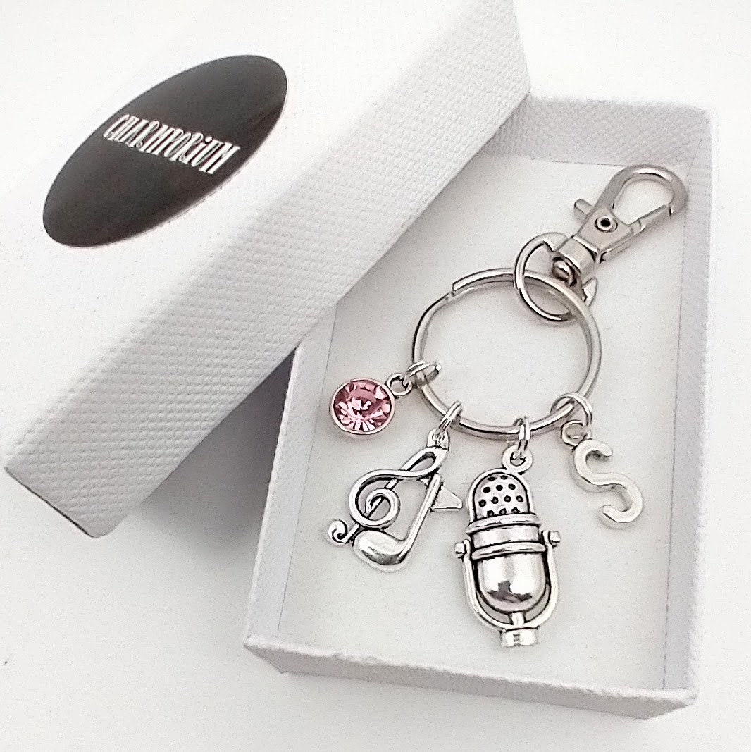 Microphone Singer Music Keyring Gift, Singing Theme Keychain ...