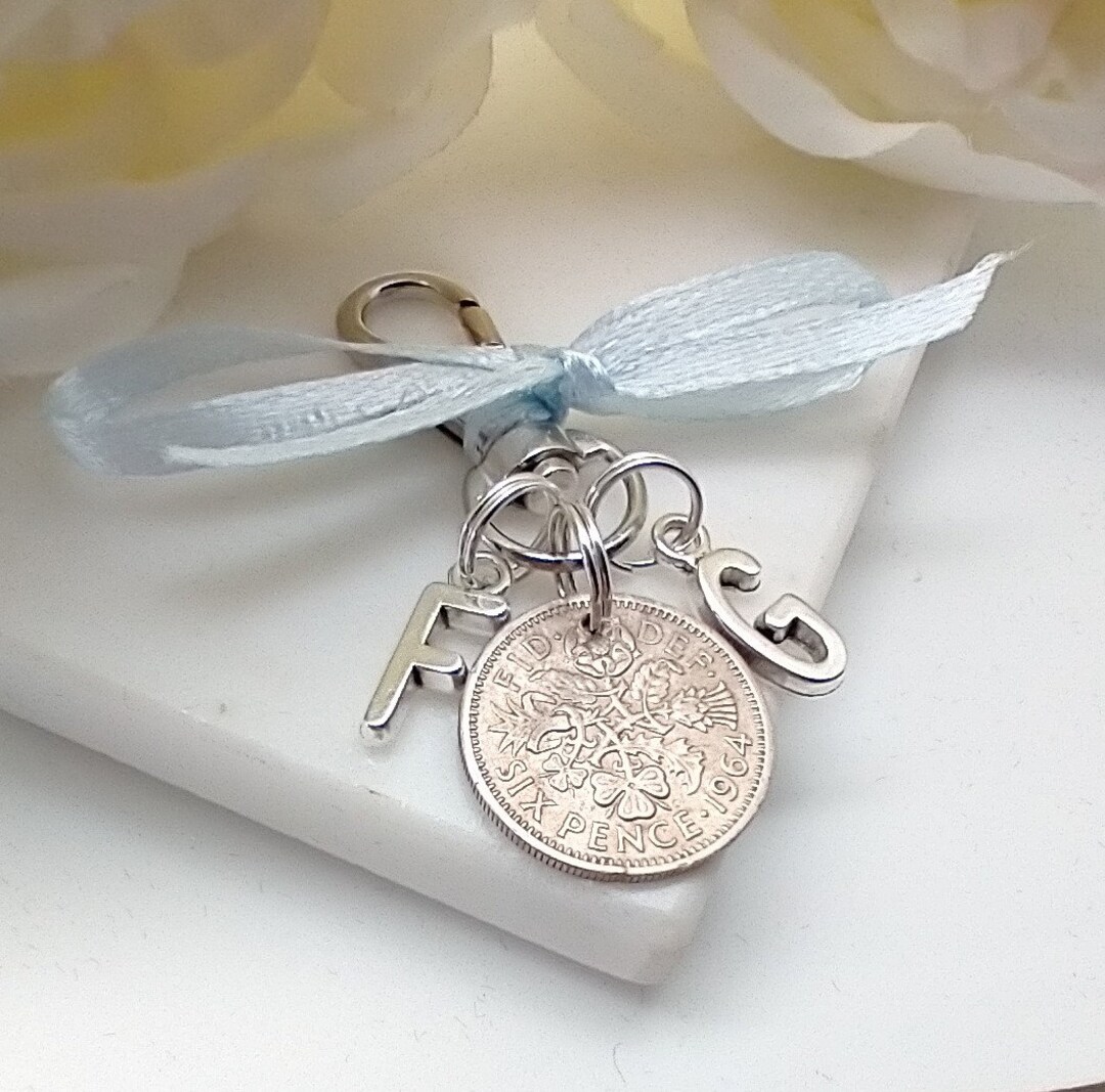 Genuine Silver Sixpence Bridal Clip on Bouquet Charm, Bridal Something ...