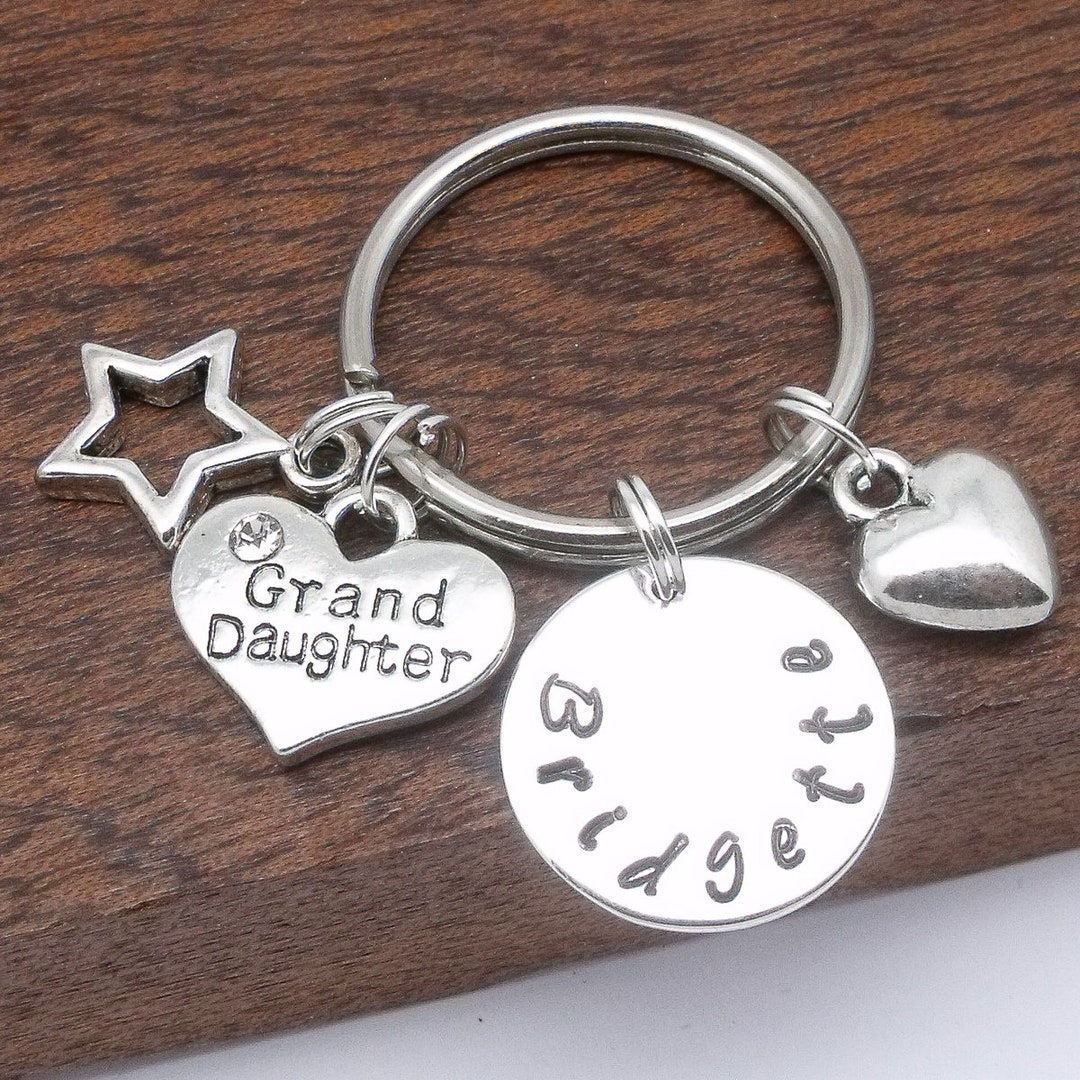 Gift for Granddaughter Keyring, Granddaughter Keychain, Personalised ...