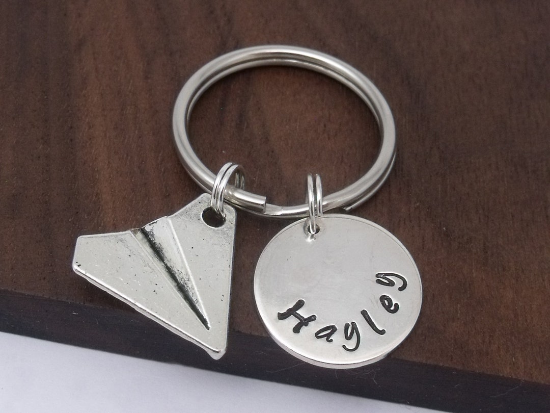 Paper Plane Name Keyring Gift, Plane Keychain, Personalised Aeroplane ...