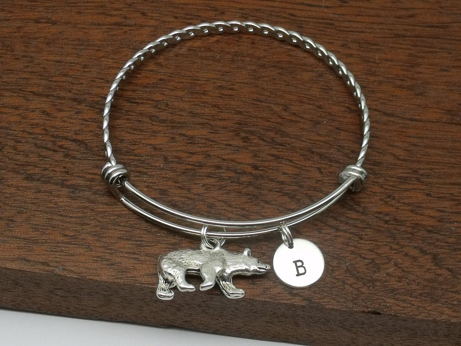Bear bracelet gift bear jewellery bear bangle personalised | Etsy