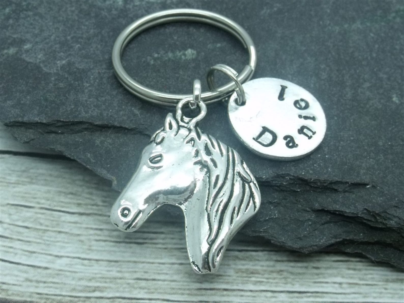 Horse Hand Stamped Keyring, Horse Keychain, Horse Keyring, Personalised ...