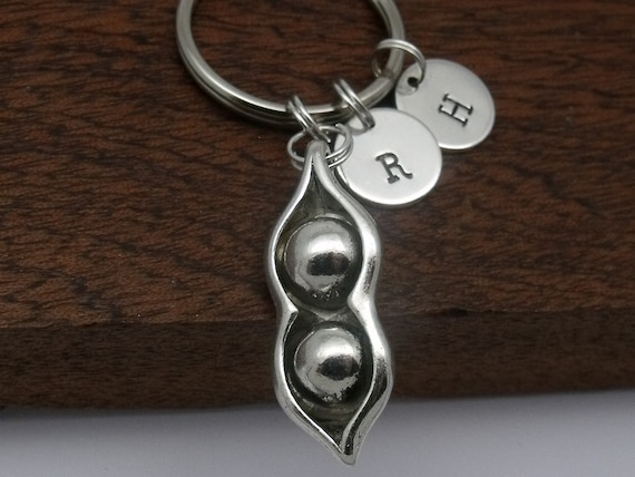 2 two peas in a pod initial gift 2 peas in a pod keyring | Etsy