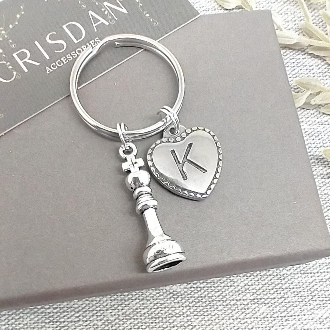 King Chess Keyring Gift, King Keychain, Personalised Gift for Him ...