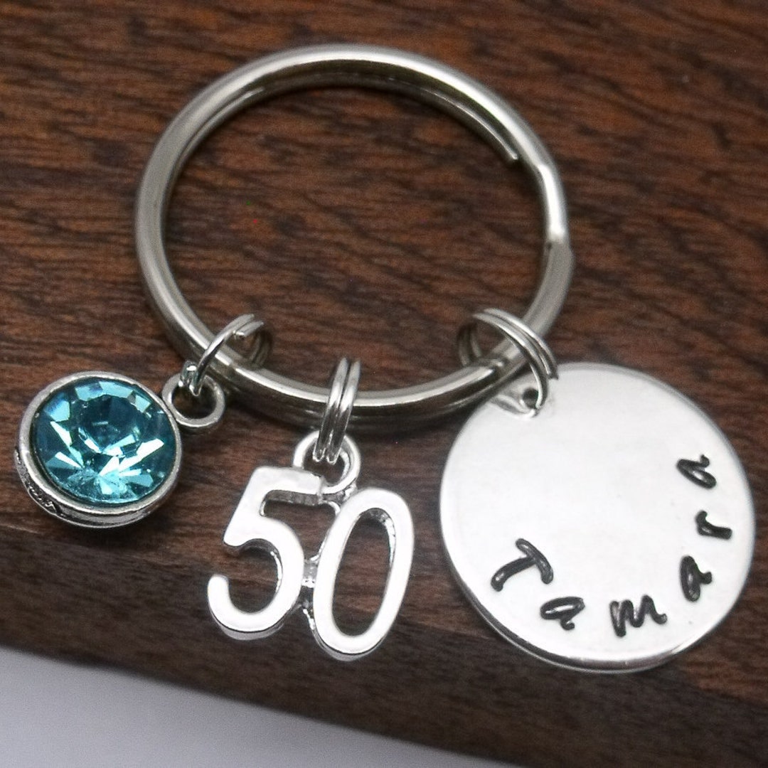 50th Birthday Name Keyring Gift, 50th Birthday Name Keychain, 50th Name ...