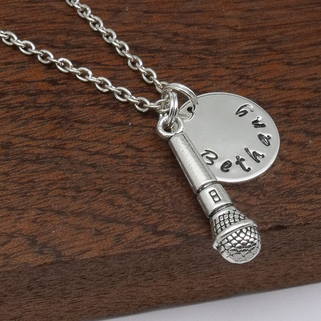 Microphone Name Necklace Gift, Microphone Jewellery, Pendant ...