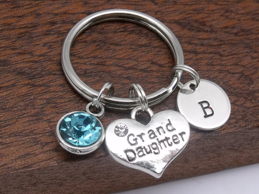 Granddaughter Initial Keyring Gift, Grand Daughter Keychain ...