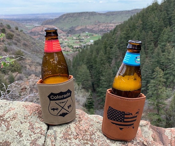 Leather Can Cooler Add Any Logo - Etsy