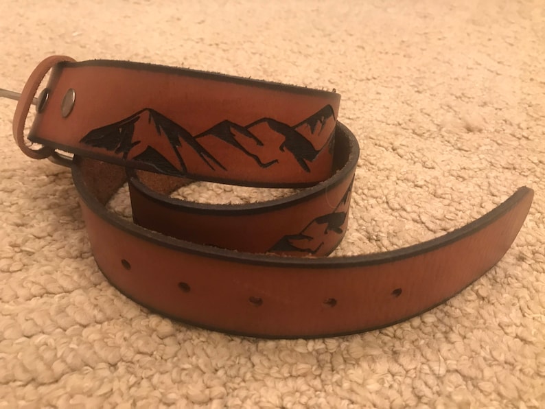 Leather Belt Mountain Themed Premium Quality | Etsy