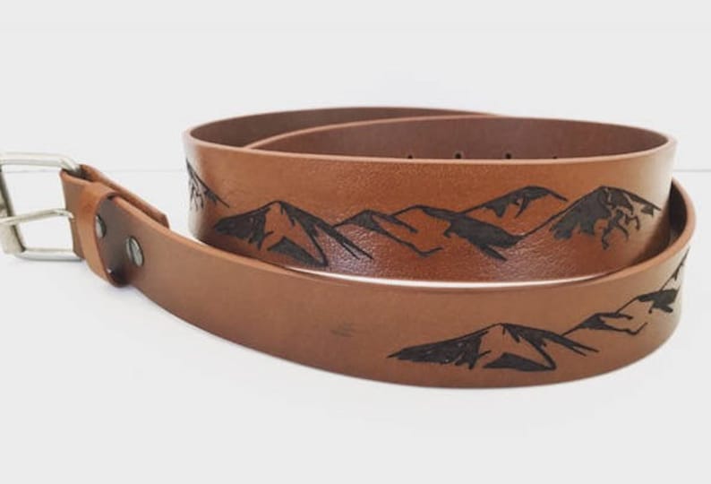 Leather Belt Mountain Themed Premium Quality | Etsy