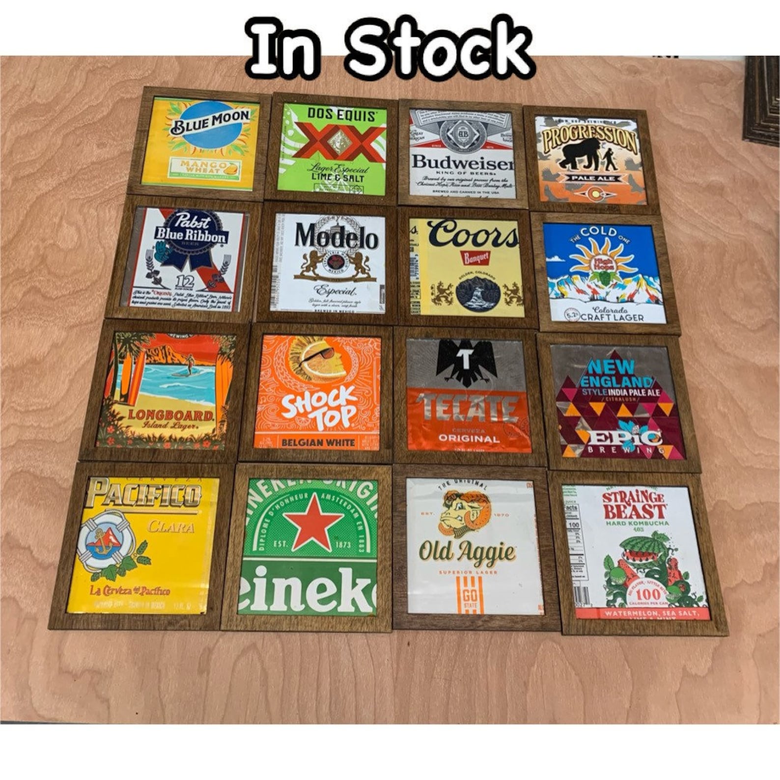 Beer Cans Turned Into Coasters With Wood Frame - Etsy
