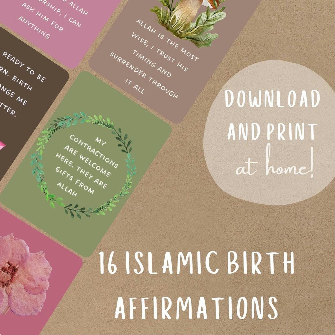 Islamic Birth Affirmations - Birth Reminders for Muslim Mothers - Etsy