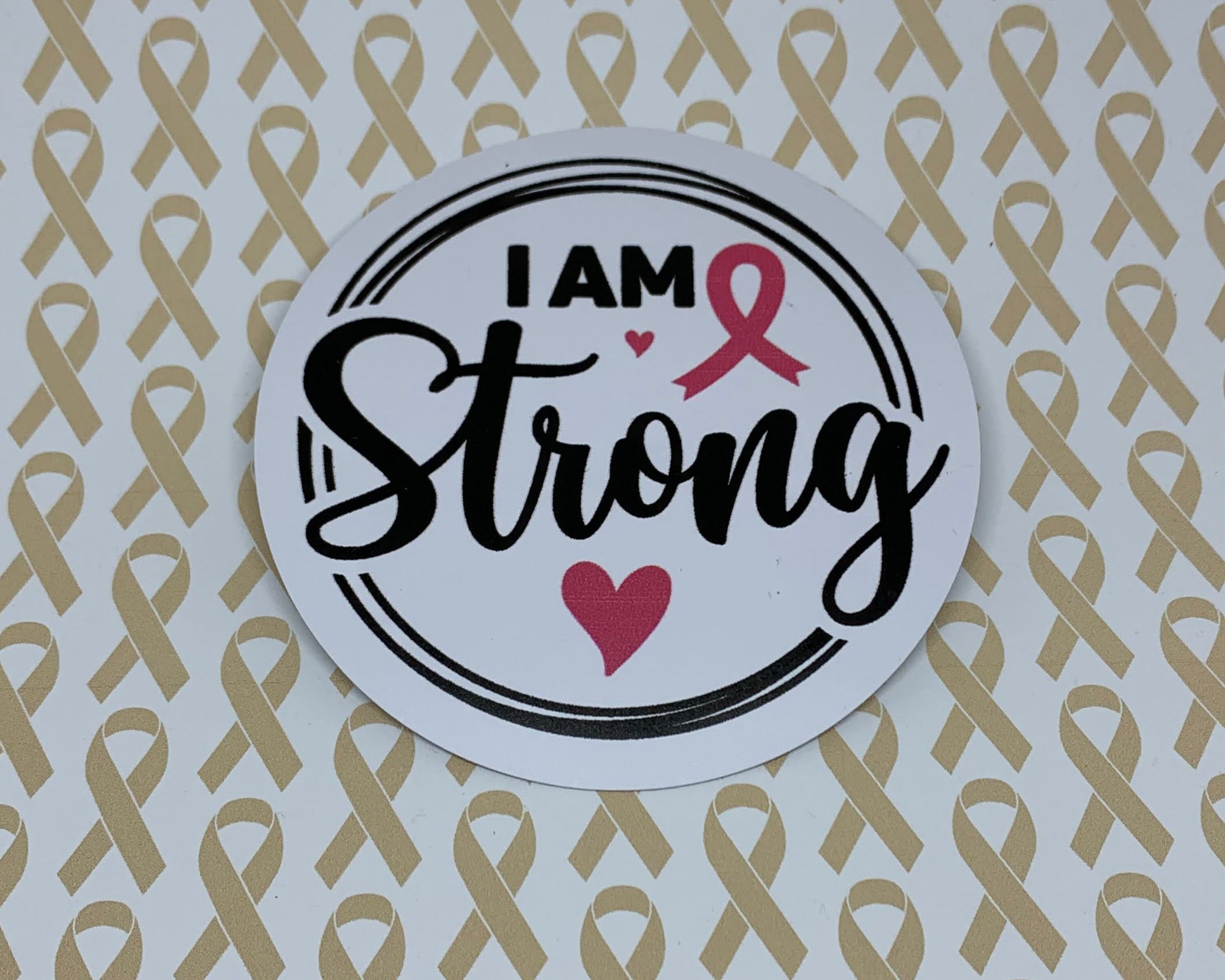 I Am Strong pink Ribbon Decal 4 - Etsy