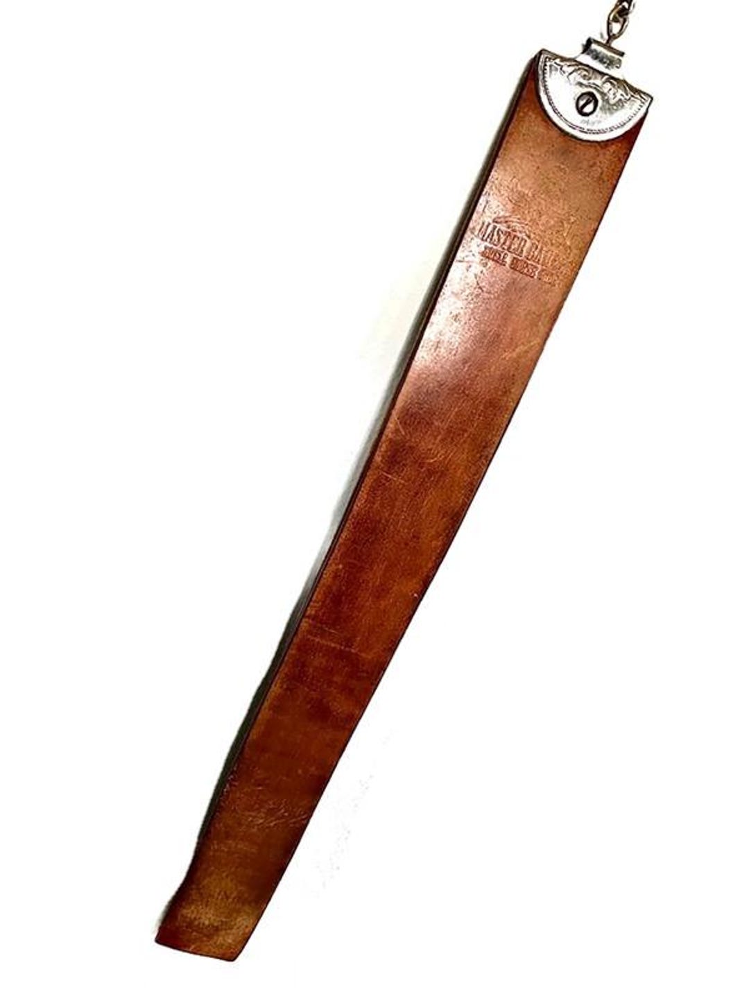 Vintage Razor Strop Strap Master Barber Shell Horse Hide Illinois Razor ...