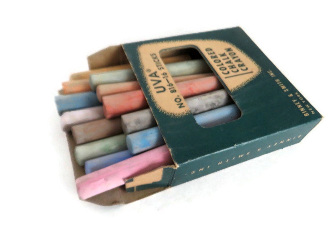 Vintage Box of UVA No. 816 Colored Chalk Crayon by Binney & Smith Inc ...