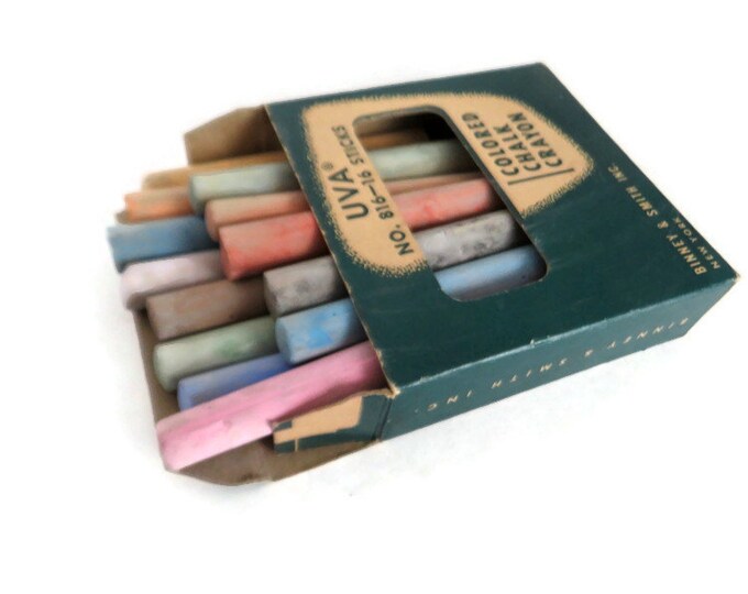 Vintage Box of UVA No. 816 Colored Chalk Crayon by Binney & Smith Inc ...