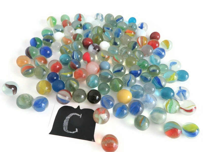 Vintage Marbles Estate Find of 100 Marbles Over One Hundred Assorted ...