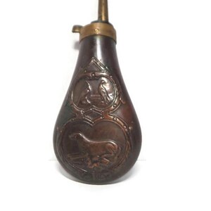 Vintage Copper and Brass Black Powder Flask Old Collectible Sportsman ...