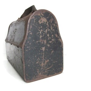 Vintage Black Pull-out Style Lunchbox Old Industrial Domed Rusty Black ...