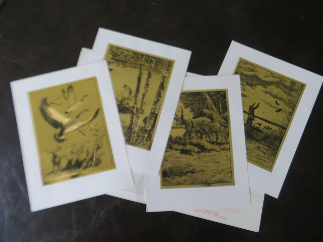 Vintage 'the Sportsmans Portfolio of Gold-etch Prints by R.h.palenske' Set of Four Wildlife ...