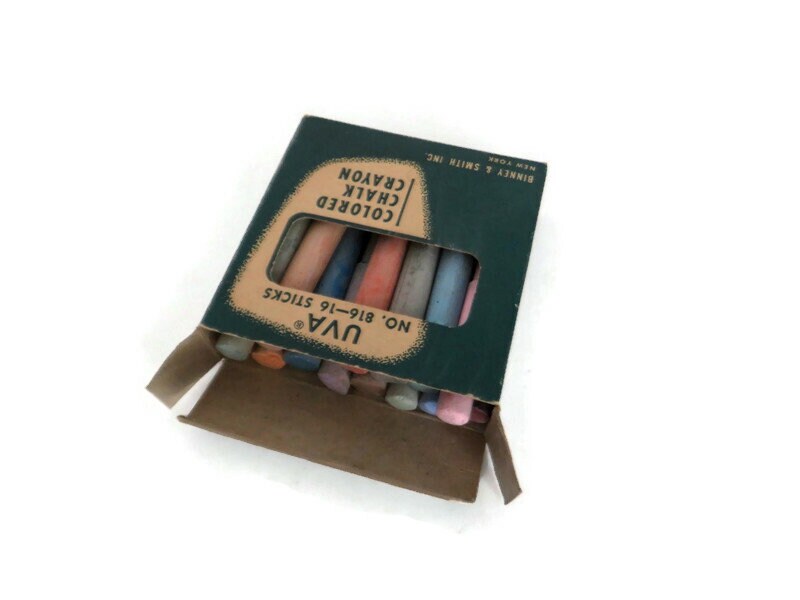 Vintage Box of UVA No. 816 Colored Chalk Crayon by Binney & Smith Inc ...