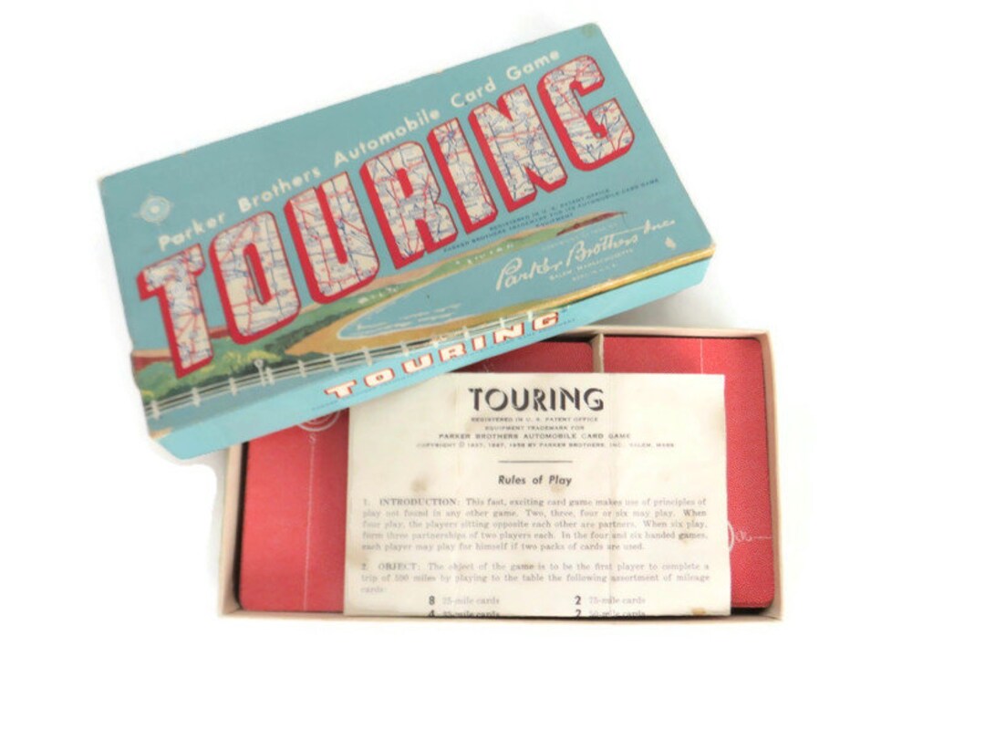 1958 Parker Brothers Inc touring Card Game Vintage Automobile Card Game ...