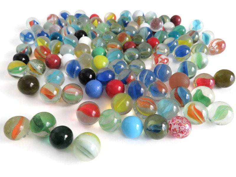 Vintage Marbles Estate Find of 100 Marbles Over One Hundred Assorted ...