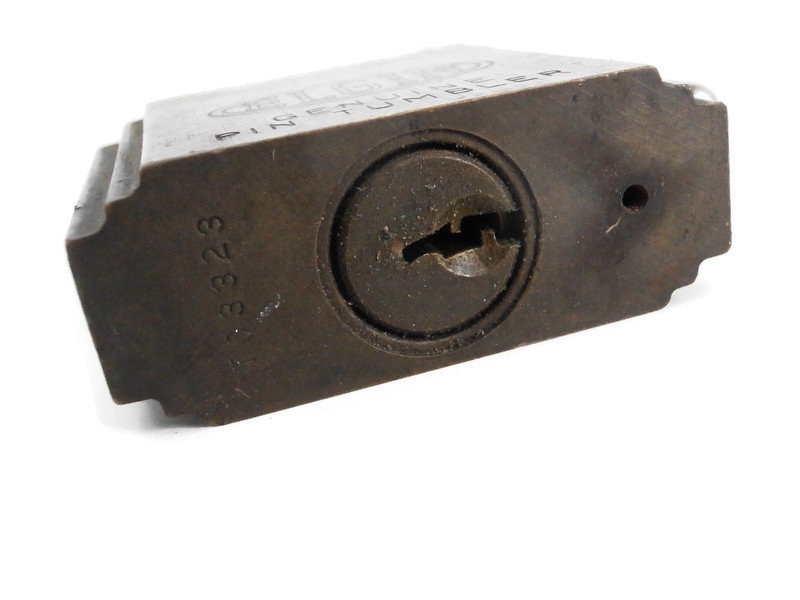 Vintage ELGIN Padlock Old Working Lock With Key Collectible Large Brass ...