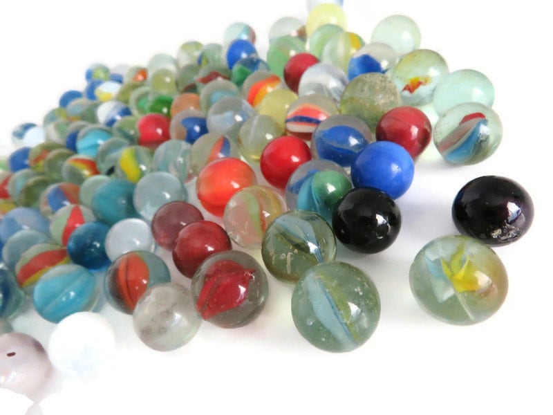 Vintage Marbles Estate Find of 100 Marbles Over One Hundred Assorted ...