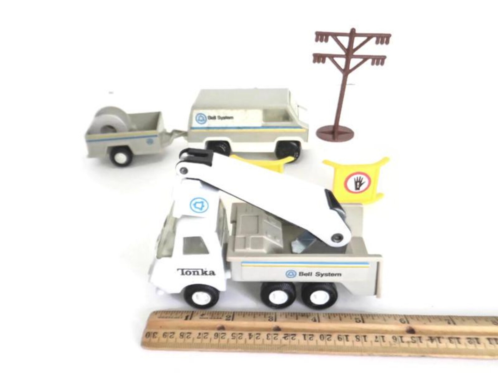 Vintage Small Tonka Toy Bell System Repair Van, Trailer, Bucket Truck ...