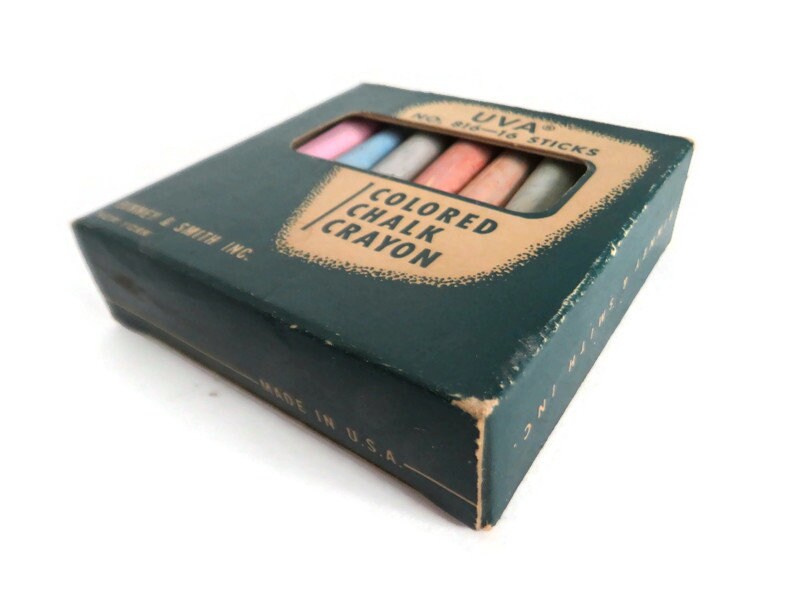 Vintage Box of UVA No. 816 Colored Chalk Crayon by Binney & Smith Inc ...