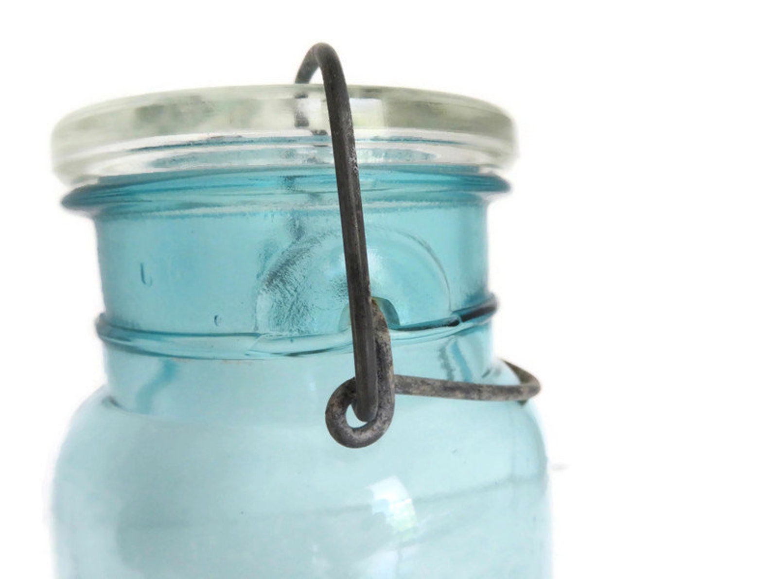 Vintage SELCO Surety Seal Blue Glass Jar Old Aqua Blue Quart Size ...