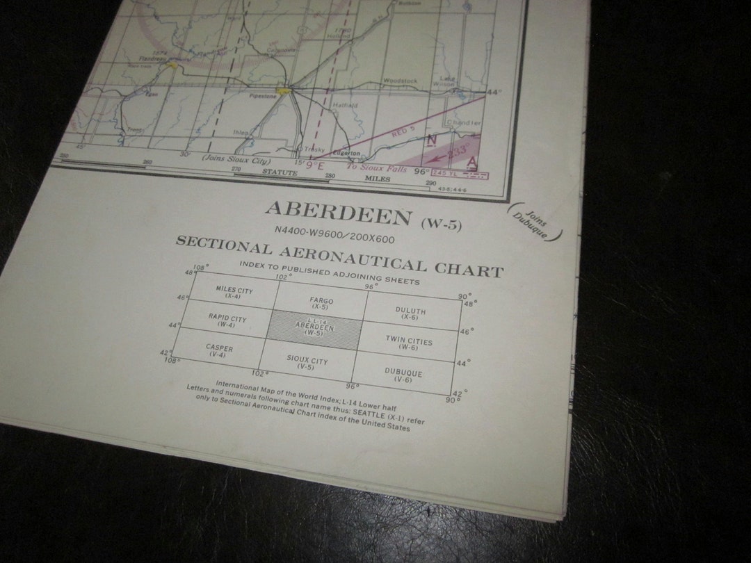 Old South Dakota Area Map Vintage Sectional Aeronautical Chart Map ...