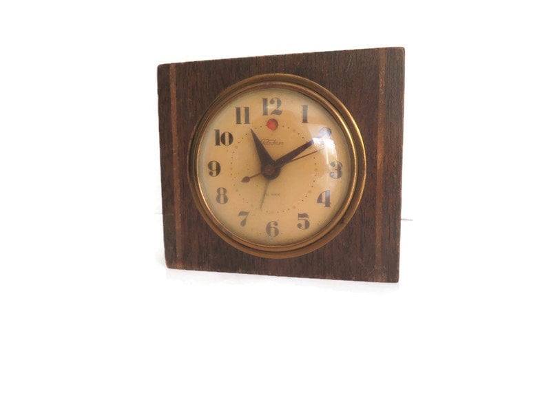 Vintage Telechron Alarm Clock Old Wood Framed Electric Clock Telechron ...