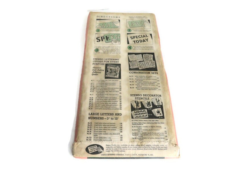 Vintage STENSO 5 Stencil Set 1954 Lettering Guide Set No. 95 Complete ...
