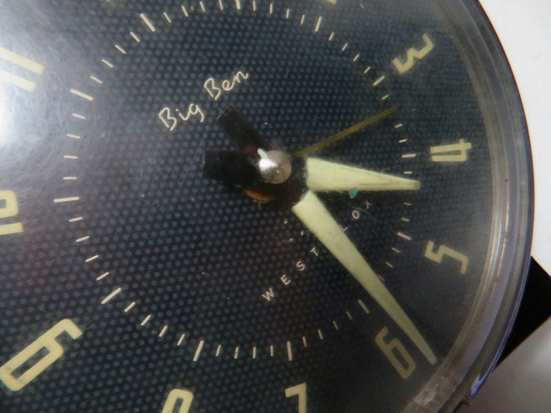 Vintage WESTCLOX Big Ben Wind-up Alarm Clock Model 75-102 1A Black Glow ...
