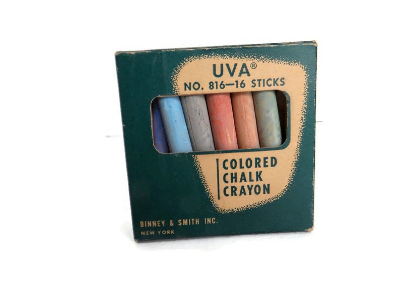 Vintage Box of UVA No. 816 Colored Chalk Crayon by Binney & Smith Inc ...
