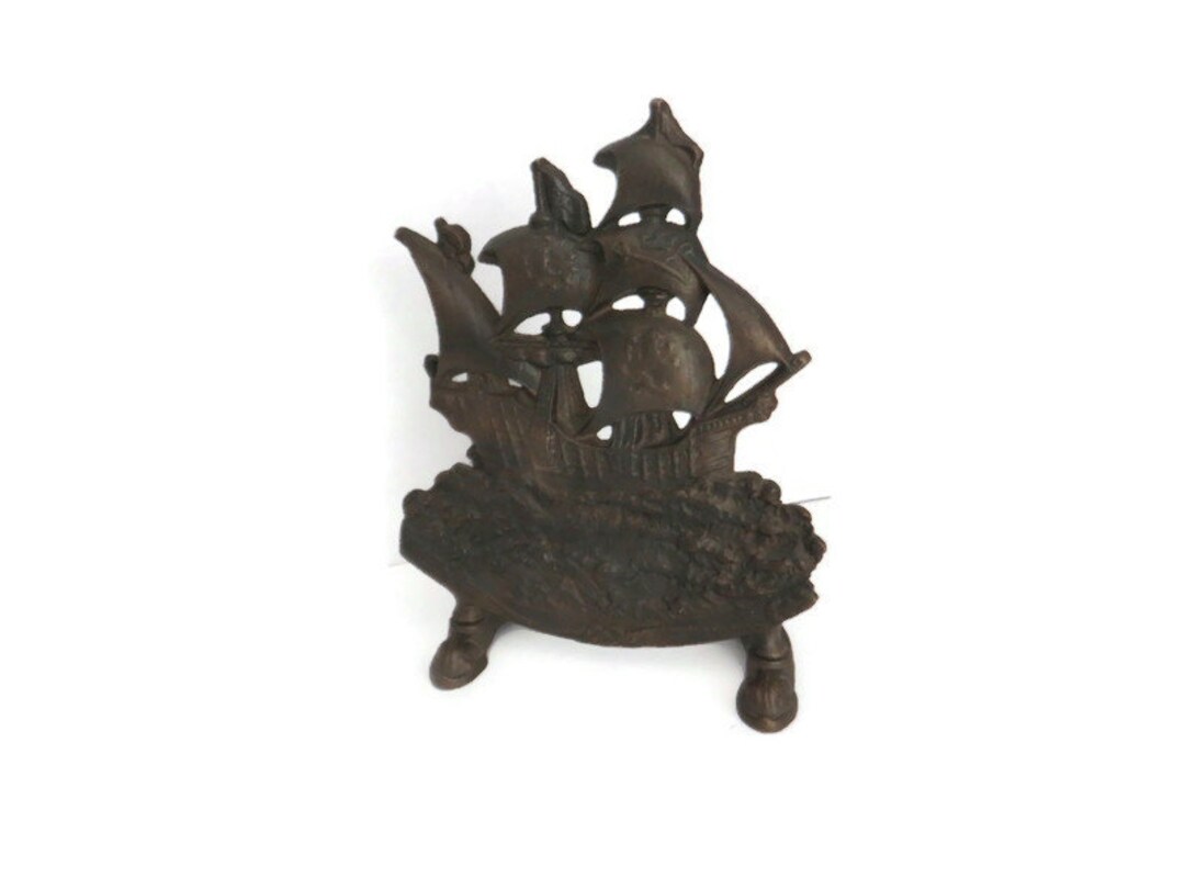 Vintage Bronze? Pirate Ship Door Stop Old Nautical Ship Display Decor ...