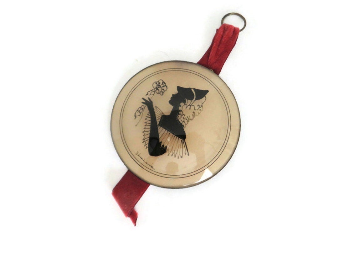 Vintage Edna Lewis Silhouette Art, Reverse Painting in Bubble Frame - Etsy