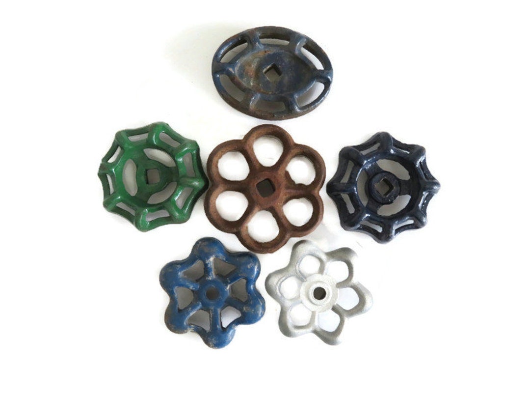 Faucet Handle Hardware. Six Assorted Shaped Knobs. 6 Salvage Valve Turn ...