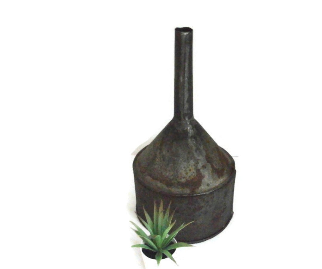Vintage Large Rustic Galvanized Funnel | Old Metal Farm Funnel | DIY ...