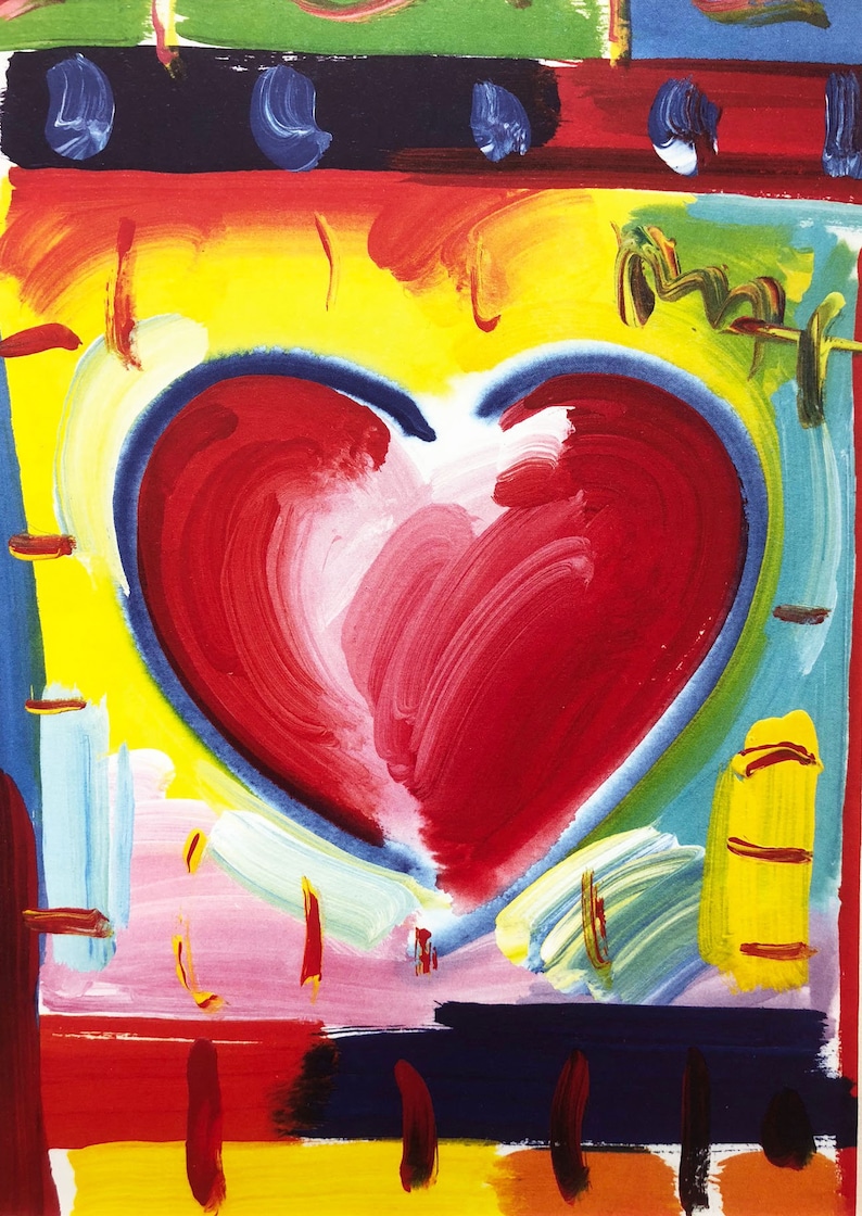 Peter Max "heart" CUSTOM FRAMED Print - Etsy
