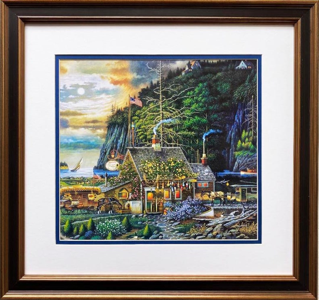 Charles Wysocki "moonlight and Roses in Olde Maine" New CUSTOM FRAMED ...