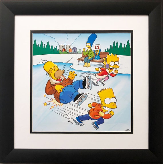 The Simpsons Speed Skating New Custom Framed Art | Etsy