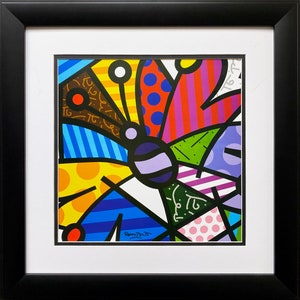 Romero Britto "butterfly" NEWLY CUSTOM FRAMED Art Print - Etsy