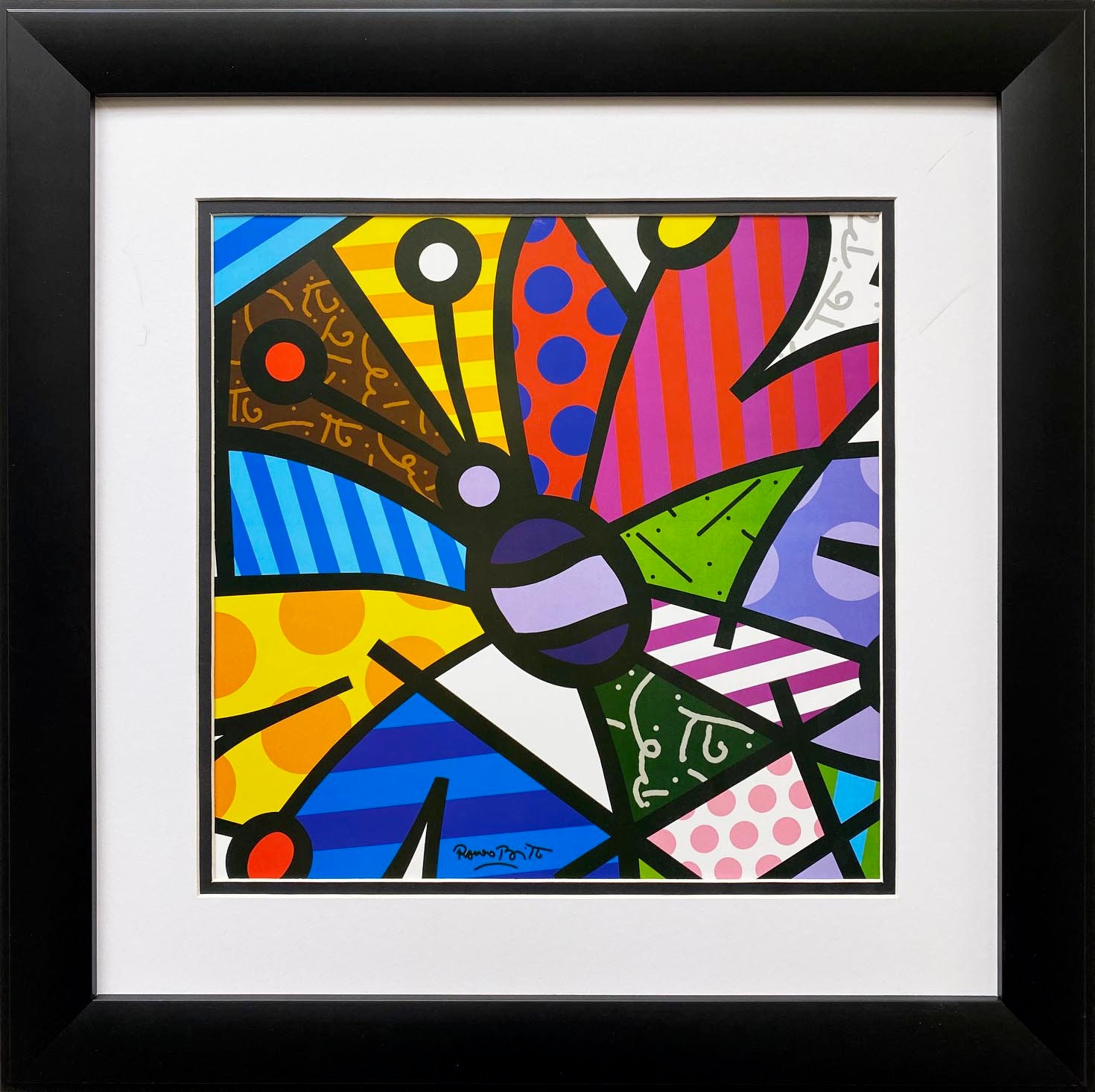 Romero Britto butterfly NEWLY CUSTOM FRAMED Art | Etsy