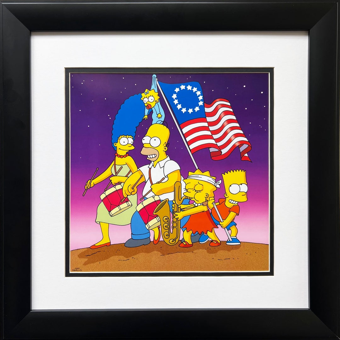 The Simpsons "independence Day Parade" CUSTOM FRAMED ART Print - Etsy