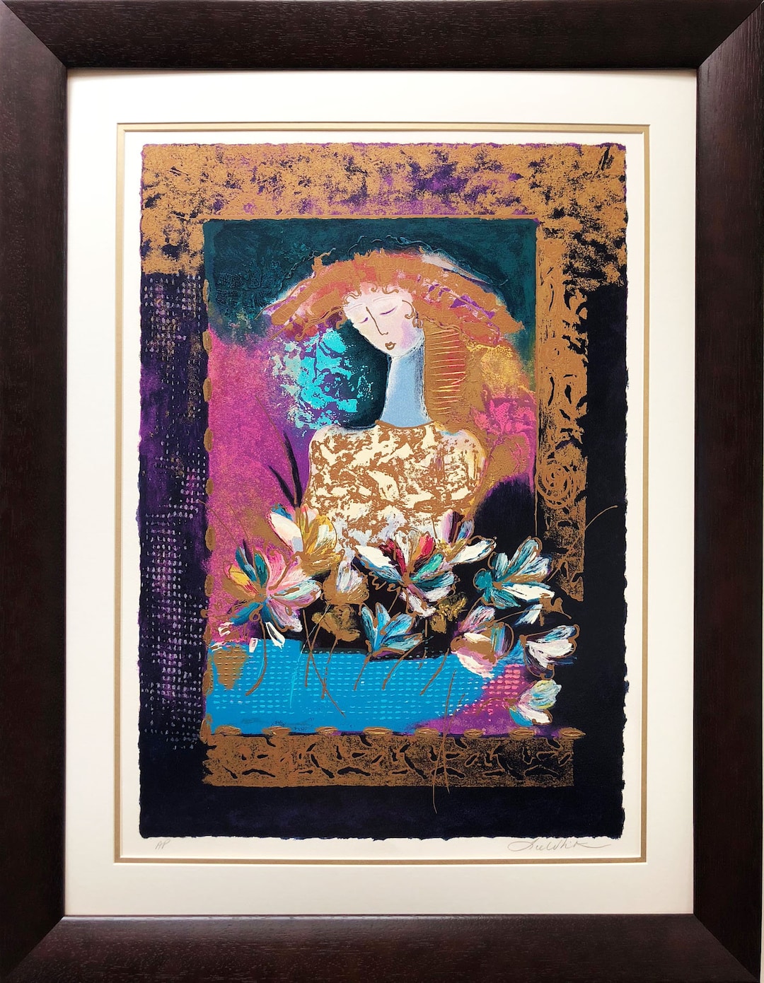 Lee White "figure in Flowered Window" Hand Signed Serigraph Artist ...